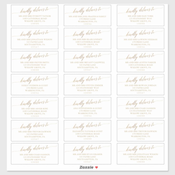 Elegant Gold Wedding Guest Address Labels | Zazzle