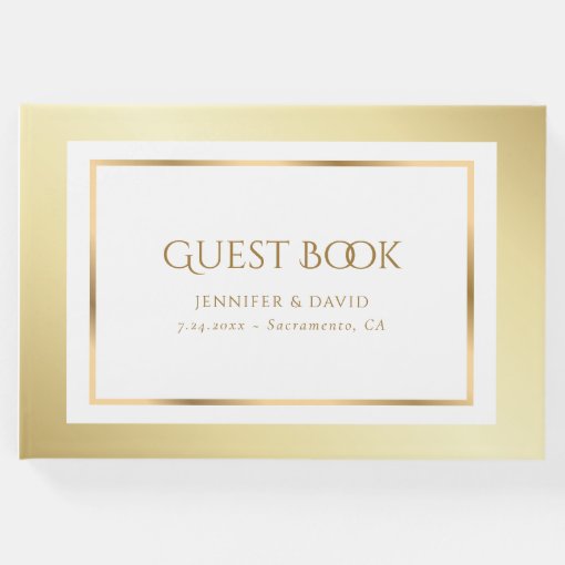 Elegant Gold Wedding Guest Book | Zazzle