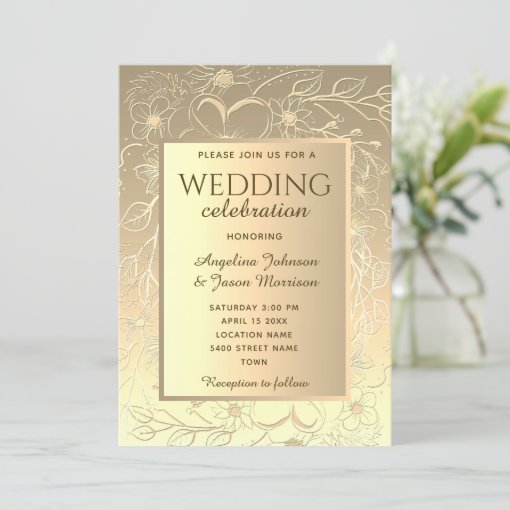 Elegant Gold Wedding Invitation | Zazzle