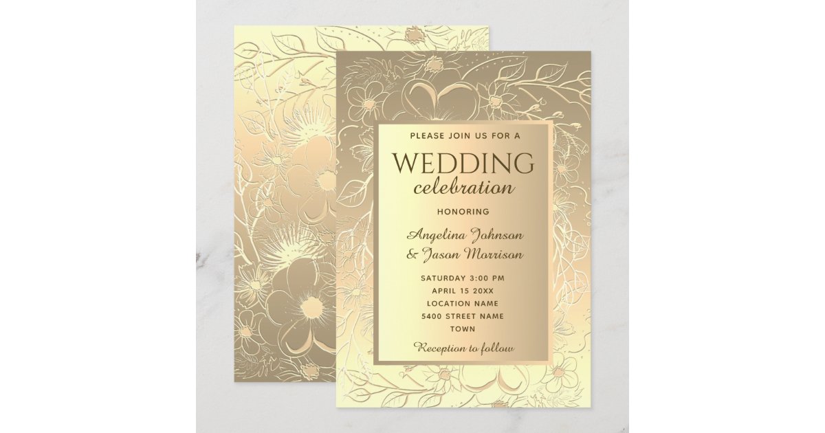 Elegant Gold Wedding Invitation | Zazzle