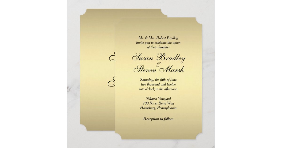 Elegant Gold Wedding Invitation | Zazzle