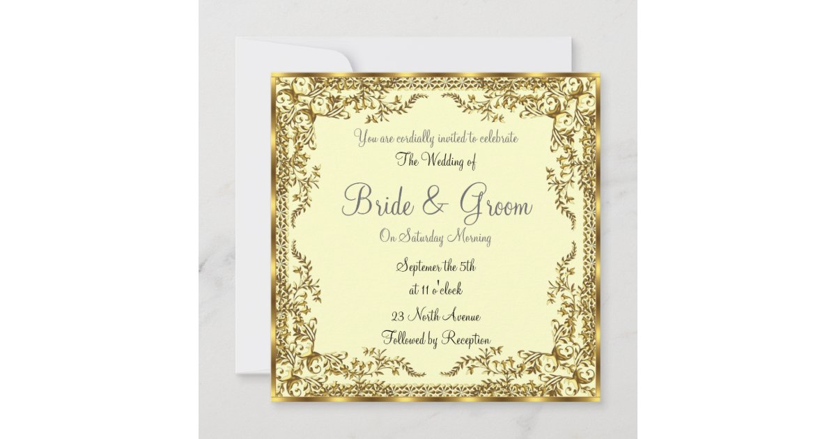 Elegant Gold Wedding Invitation | Zazzle
