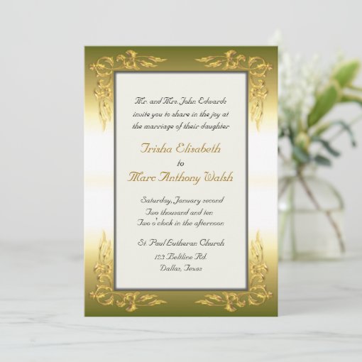 Elegant Gold Wedding Invitation | Zazzle