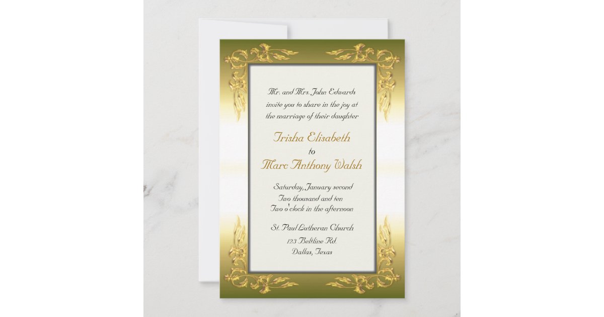 Elegant Gold Wedding Invitation | Zazzle
