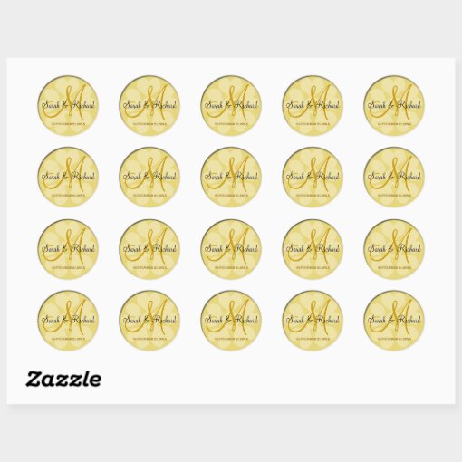 Elegant Gold Wedding Monogram Classic Round Sticker | Zazzle