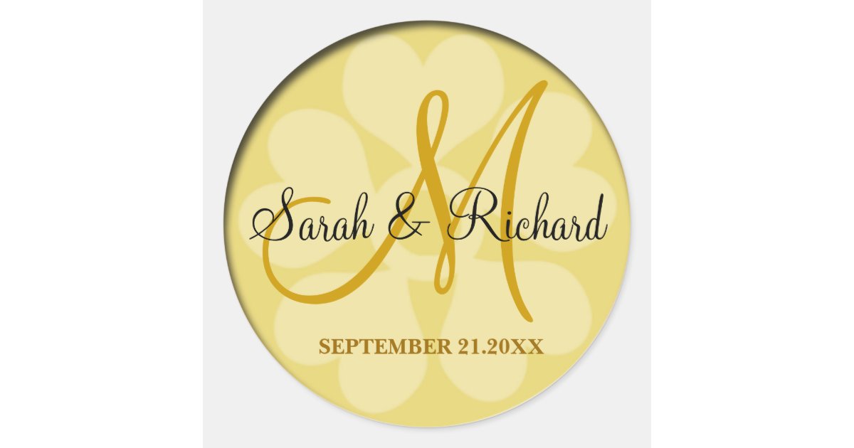 Elegant Gold Wedding Monogram Classic Round Sticker | Zazzle