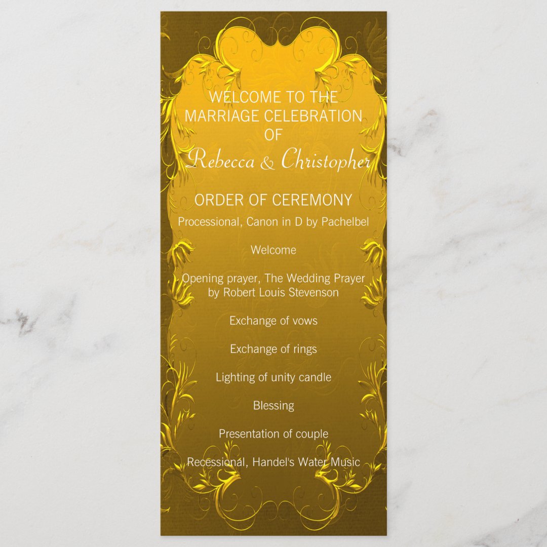 Elegant Gold Wedding Program | Zazzle