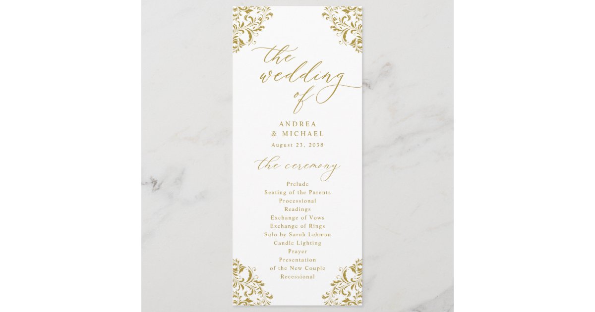 Elegant Gold Wedding Programs Vintage Classic | Zazzle