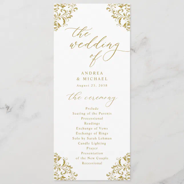 Elegant Gold Wedding Programs Vintage Classic | Zazzle
