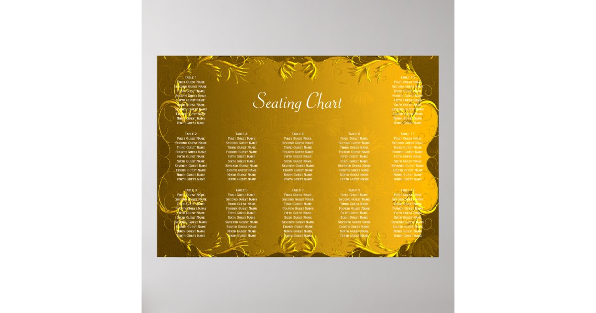 Elegant Gold Wedding Reception Seating Chart | Zazzle.com