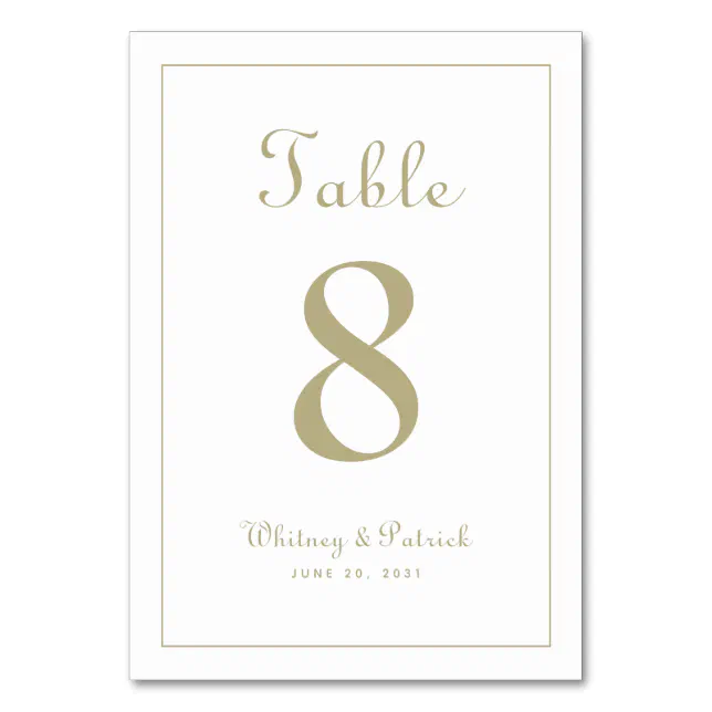 Elegant Gold Wedding Reception Table Formal Dinner Table Number | Zazzle