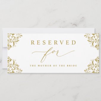 Elegant Gold Wedding Reserved Chair or Row Sign | Zazzle