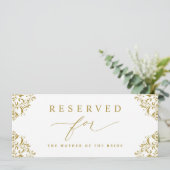 Elegant Gold Wedding Reserved Chair or Row Sign | Zazzle
