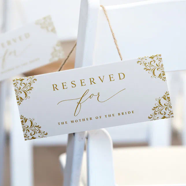 Elegant Gold Wedding Reserved Chair or Row Sign | Zazzle