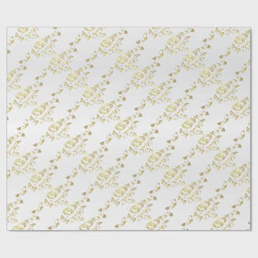 Elegant Gold Wedding Rings On White Satin Wrapping Paper | Zazzle