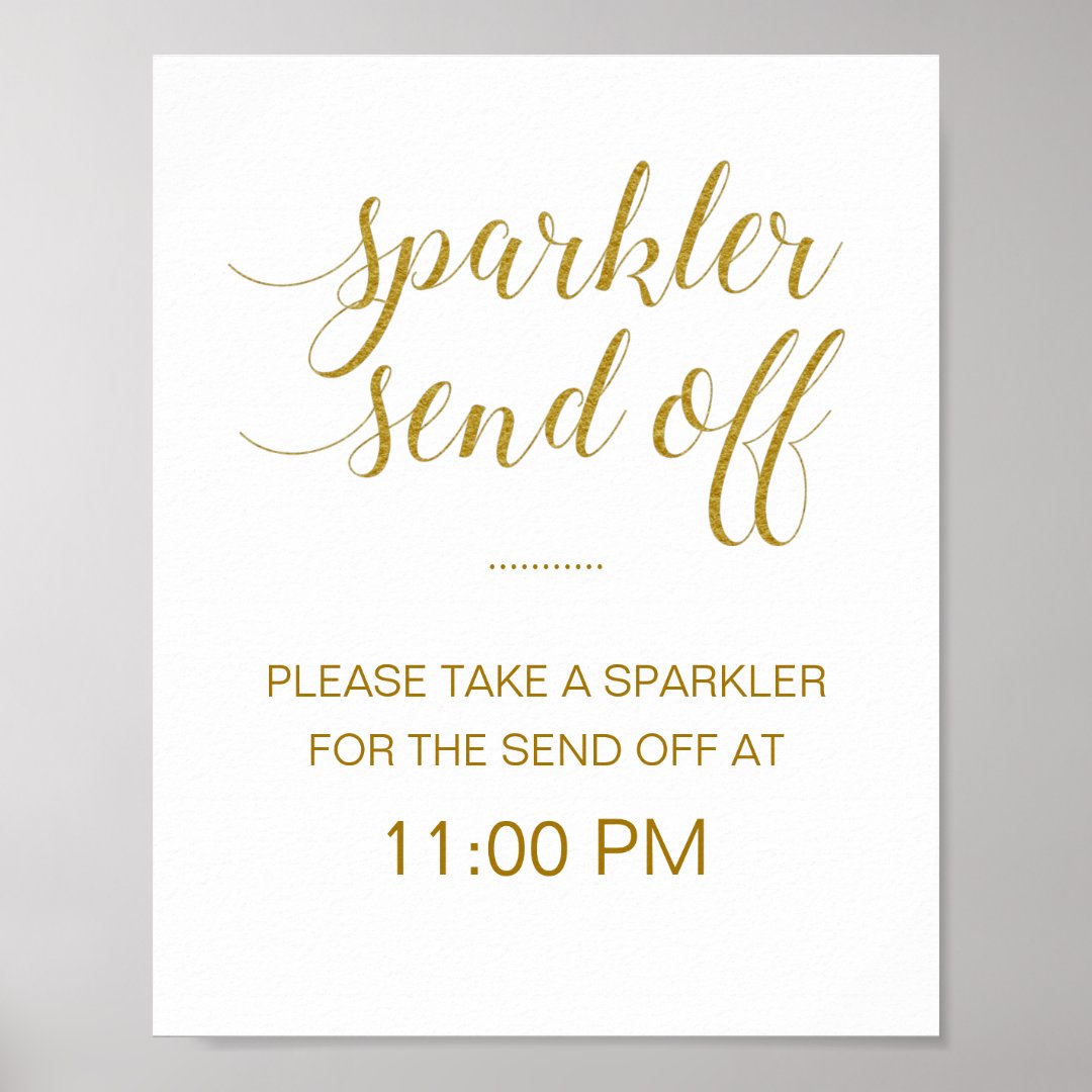 Elegant Gold Wedding Sparkler Send Off Sign | Zazzle