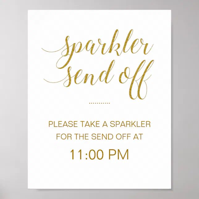 Elegant Gold Wedding Sparkler Send Off Sign | Zazzle