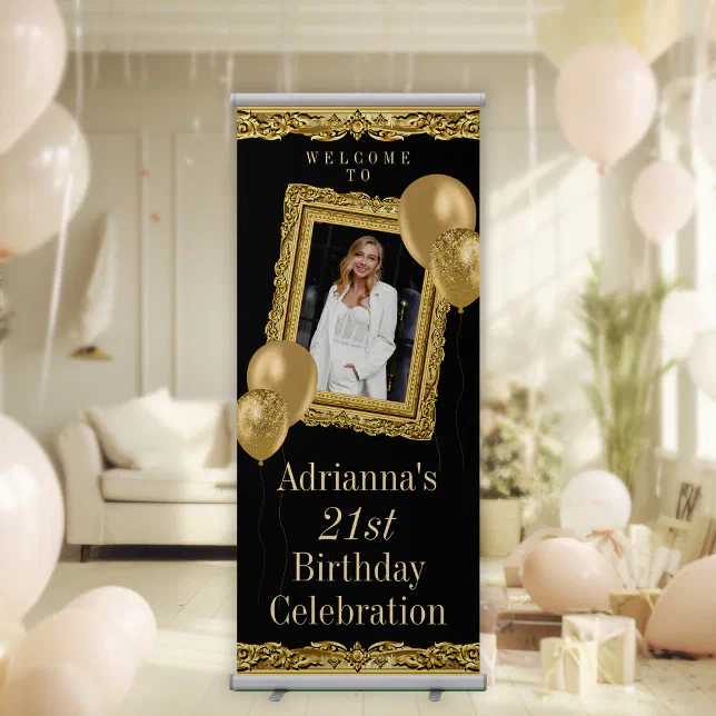 Elegant Gold Welcome with Photo Retractable Banner | Zazzle