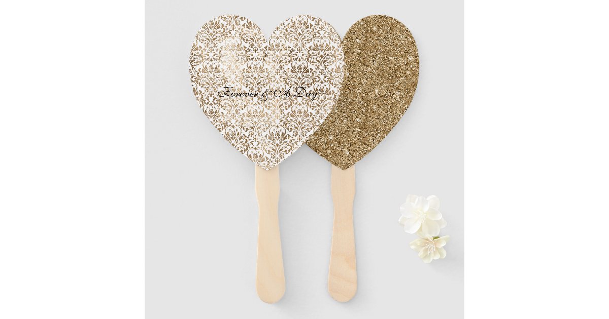 Elegant Gold White Chic Damask Hand Fan | Zazzle