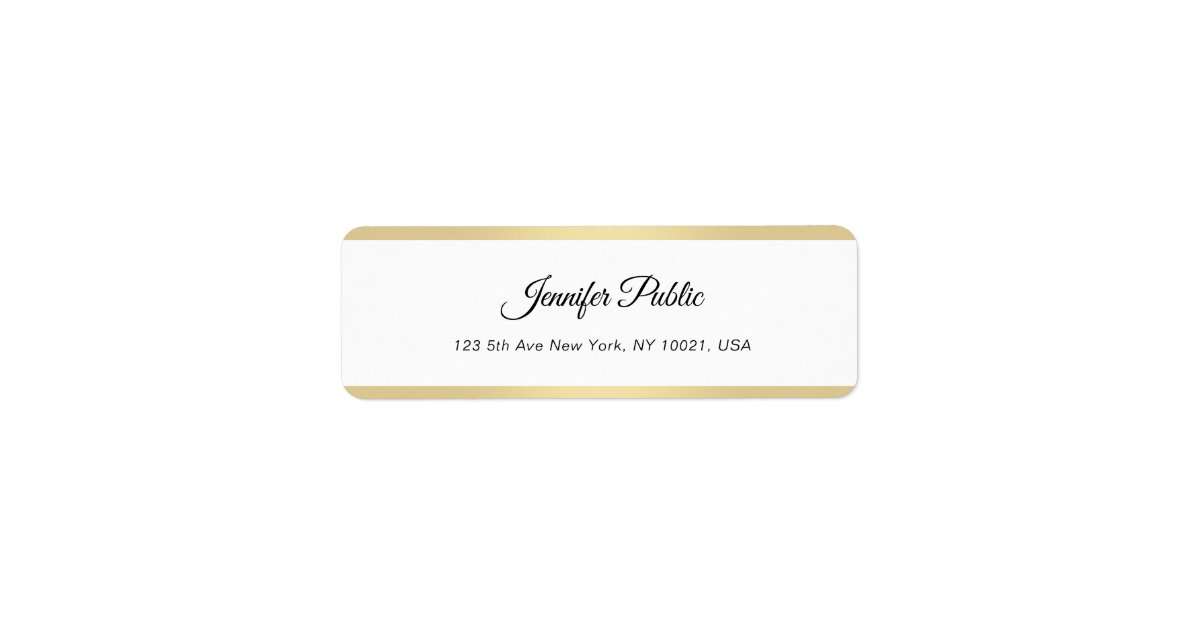 Elegant Gold White Chic Hand Script Simple Modern Label | Zazzle