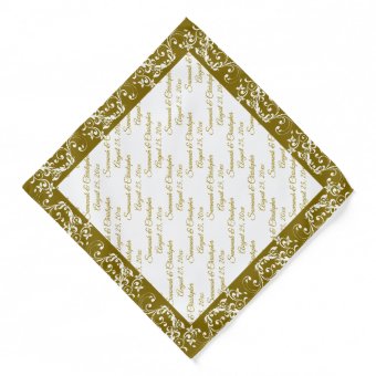 Elegant Gold & White Frilly Border Wedding Bandana | Zazzle