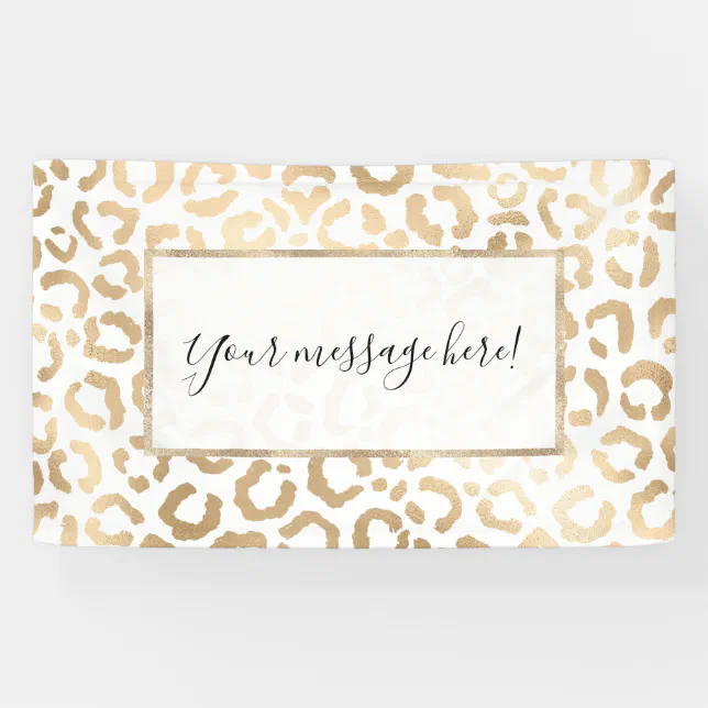 Elegant Gold White Leopard Cheetah Animal Print Banner | Zazzle