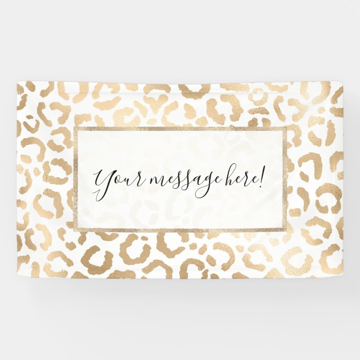 Elegant Gold White Leopard Cheetah Animal Print Banner | Zazzle