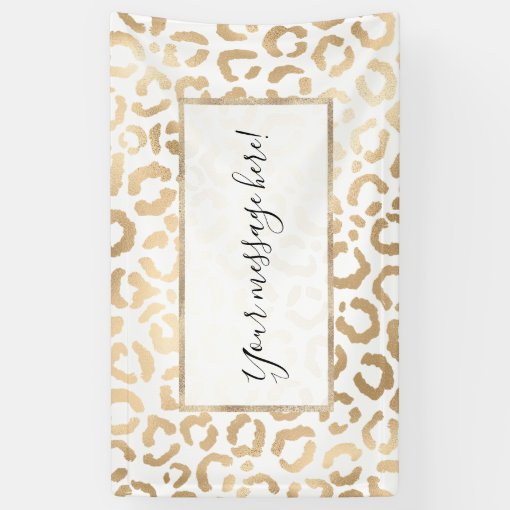 Elegant Gold White Leopard Cheetah Animal Print Banner | Zazzle