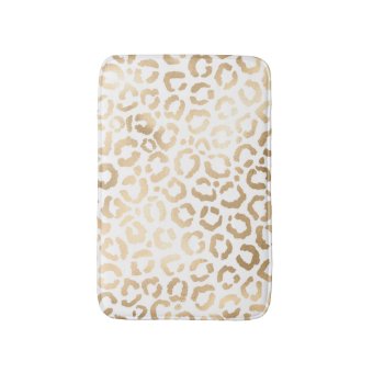 Elegant Gold White Leopard Cheetah Animal Print Bath Mat | Zazzle