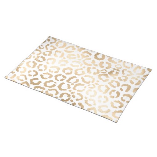 Elegant Gold White Leopard Cheetah Animal Print Cloth Placemat | Zazzle
