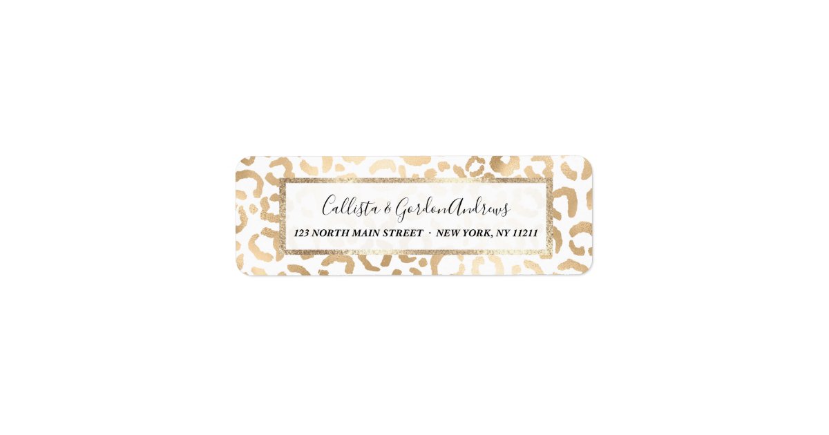 Elegant Gold White Leopard Cheetah Animal Print Label | Zazzle