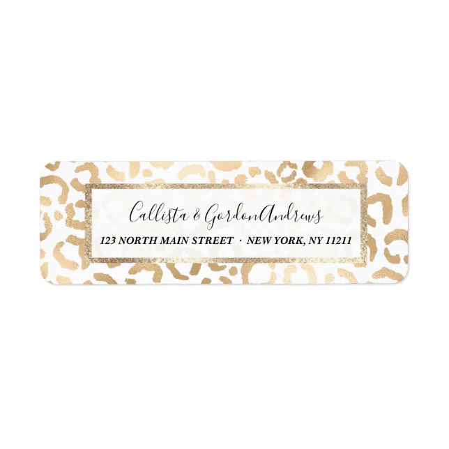 Elegant Gold White Leopard Cheetah Animal Print Label | Zazzle