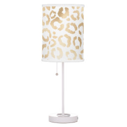 Elegant Gold White Leopard Cheetah Animal Print Table Lamp | Zazzle