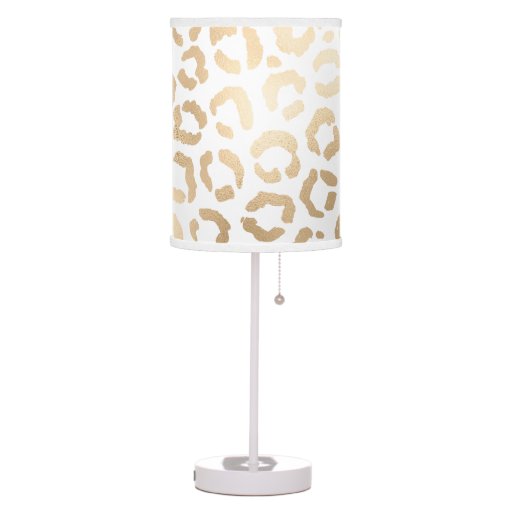 Elegant Gold White Leopard Cheetah Animal Print Table Lamp | Zazzle