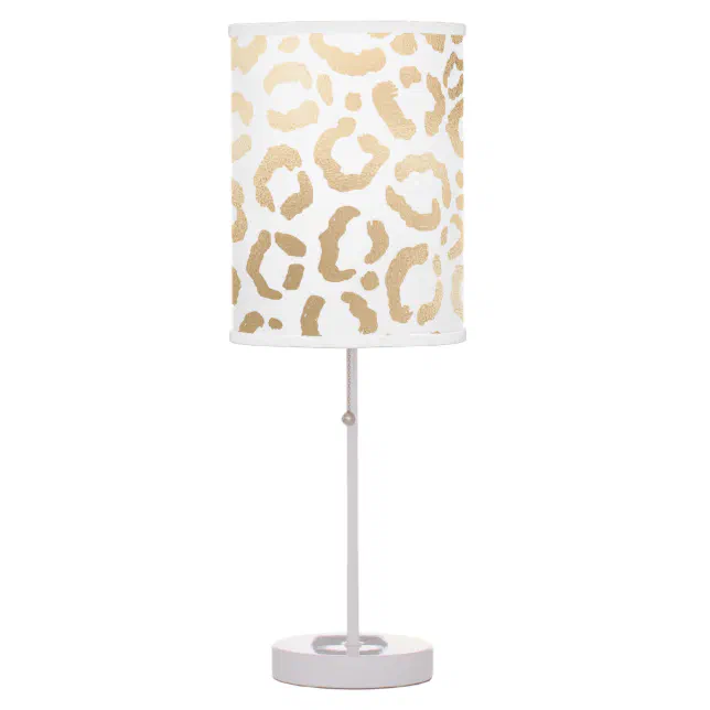 Elegant Gold White Leopard Cheetah Animal Print Table Lamp | Zazzle