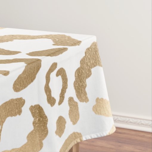 Elegant Gold White Leopard Cheetah Animal Print Tablecloth | Zazzle