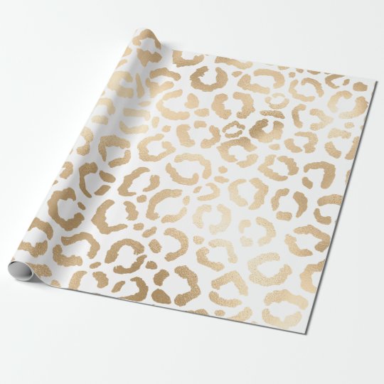 Elegant Gold White Leopard Cheetah Animal Print Wrapping Paper | Zazzle.com