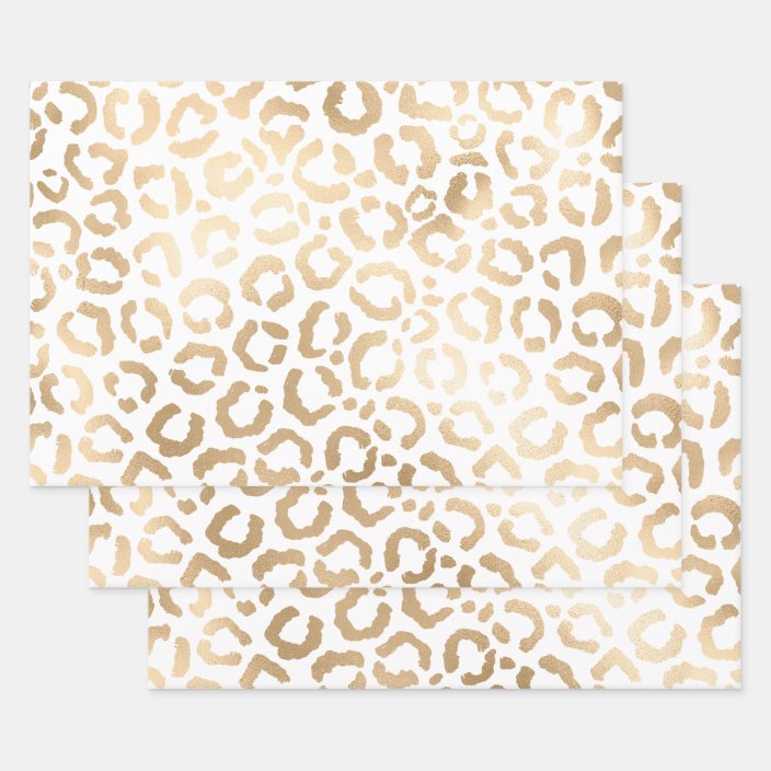 Elegant Gold White Leopard Cheetah Animal Print Wrapping Paper Sheets ...
