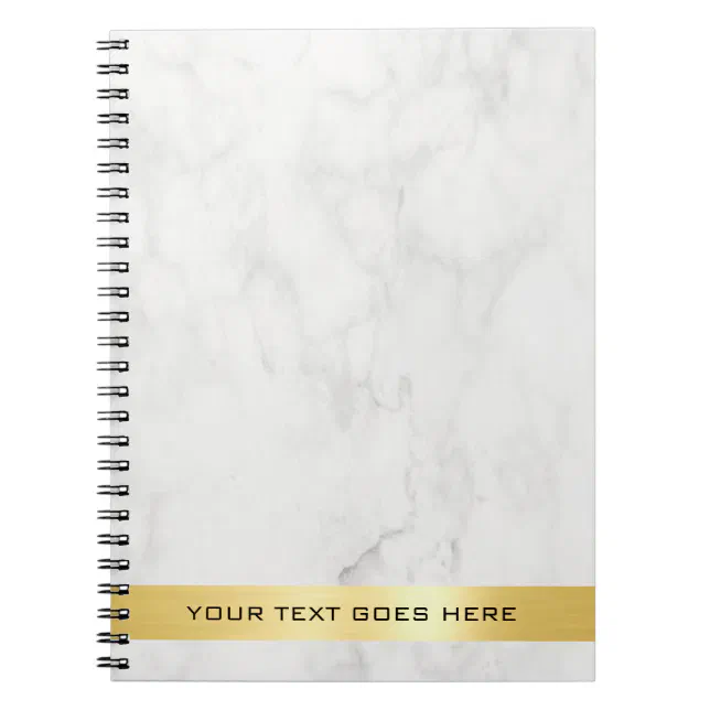 Elegant Gold White Marble Classic Template Spiral Notebook | Zazzle
