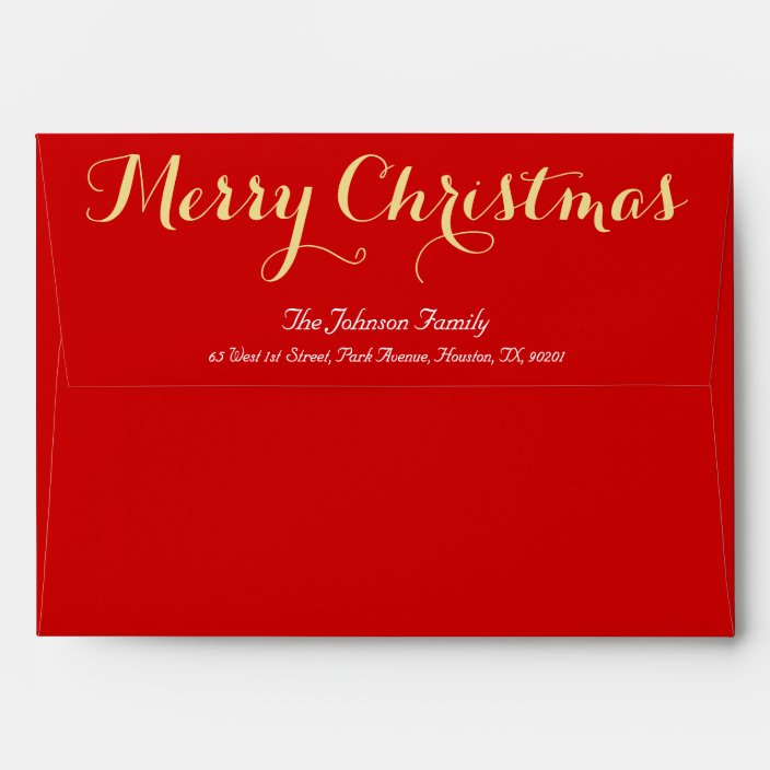 Elegant Gold White Red Christmas Holiday Mailing Envelope | Zazzle