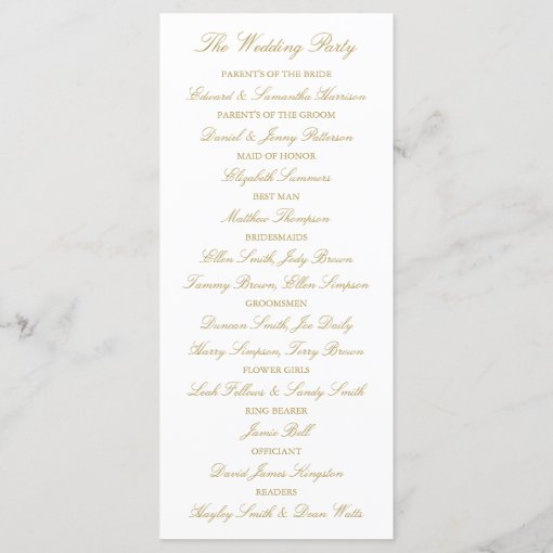 Elegant Gold & White Wedding Program Template | Zazzle
