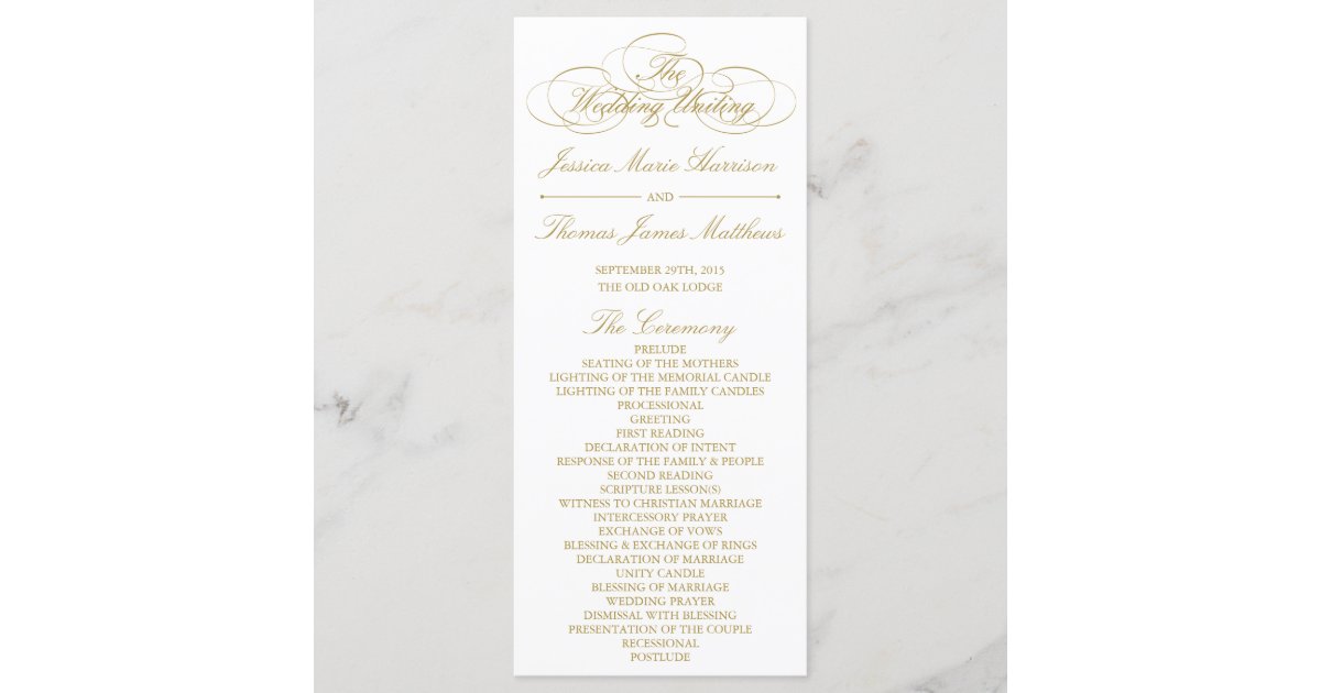 Elegant Gold & White Wedding Program Template | Zazzle