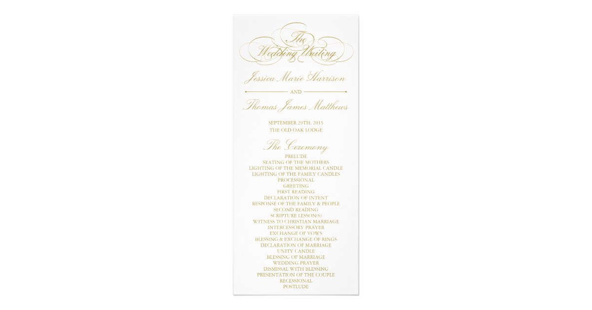 Elegant Gold & White Wedding Program Template | Zazzle.com