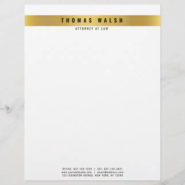 Elegant Gold with Gold Lines Letterhead | Zazzle