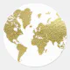 Elegant Gold World Map Classic Round Sticker | Zazzle