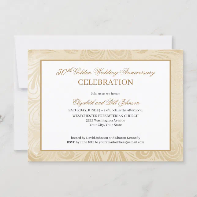 Elegant Golden 50th Script Wedding Anniversary Invitation | Zazzle