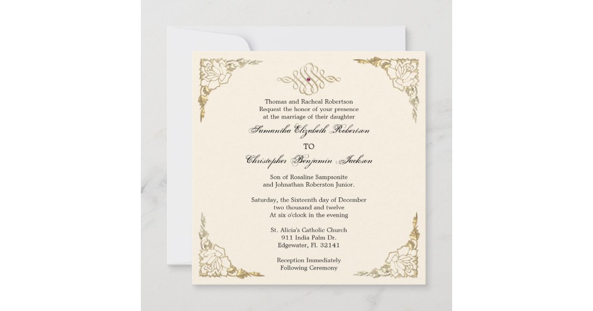 Elegant Golden Accent Gold Wedding Invite | Zazzle