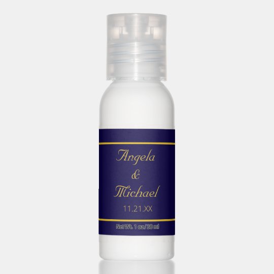 Elegant golden and navy blue Wedding favor Hand Lotion | Zazzle.com