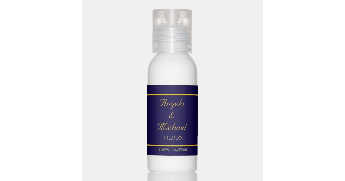 Elegant golden and navy blue Wedding favor Hand Lotion | Zazzle