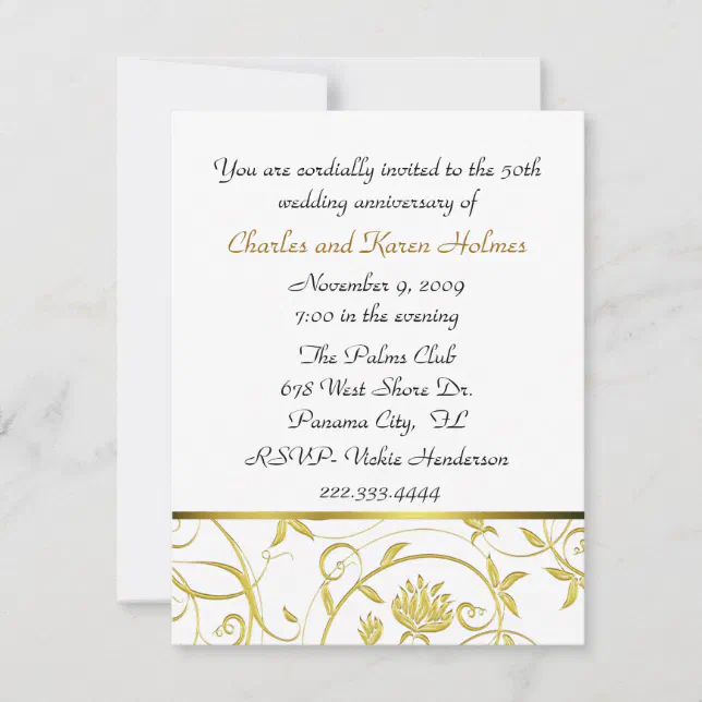 Elegant Golden Anniversary Invitation | Zazzle